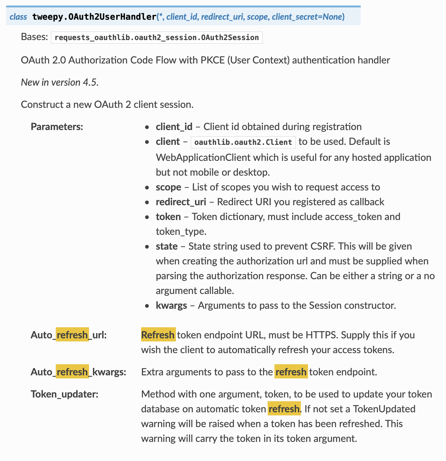 No way to use `Auto_refresh_url`, `Auto_refresh_kwargs` and `Token_updater` on ...