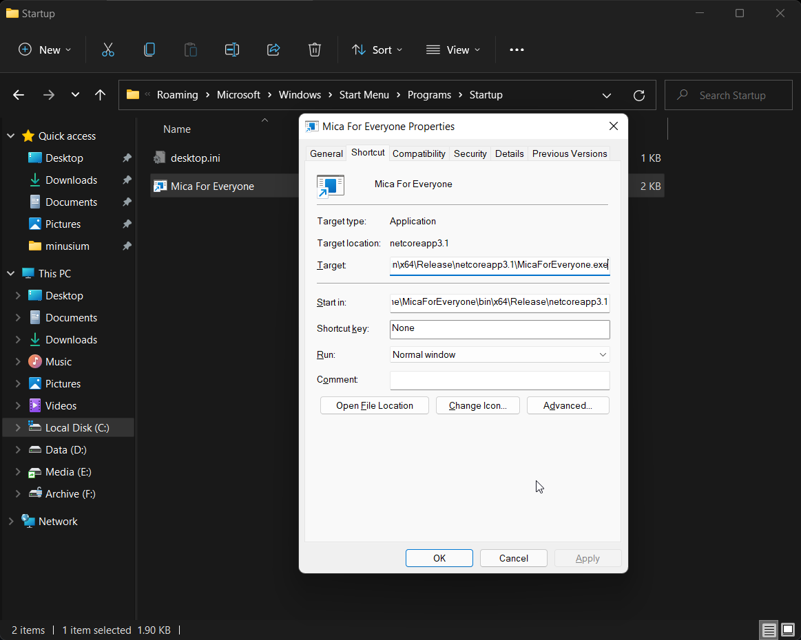 Run at Startup · Issue #15 · MicaForEveryone/MicaForEveryone · GitHub