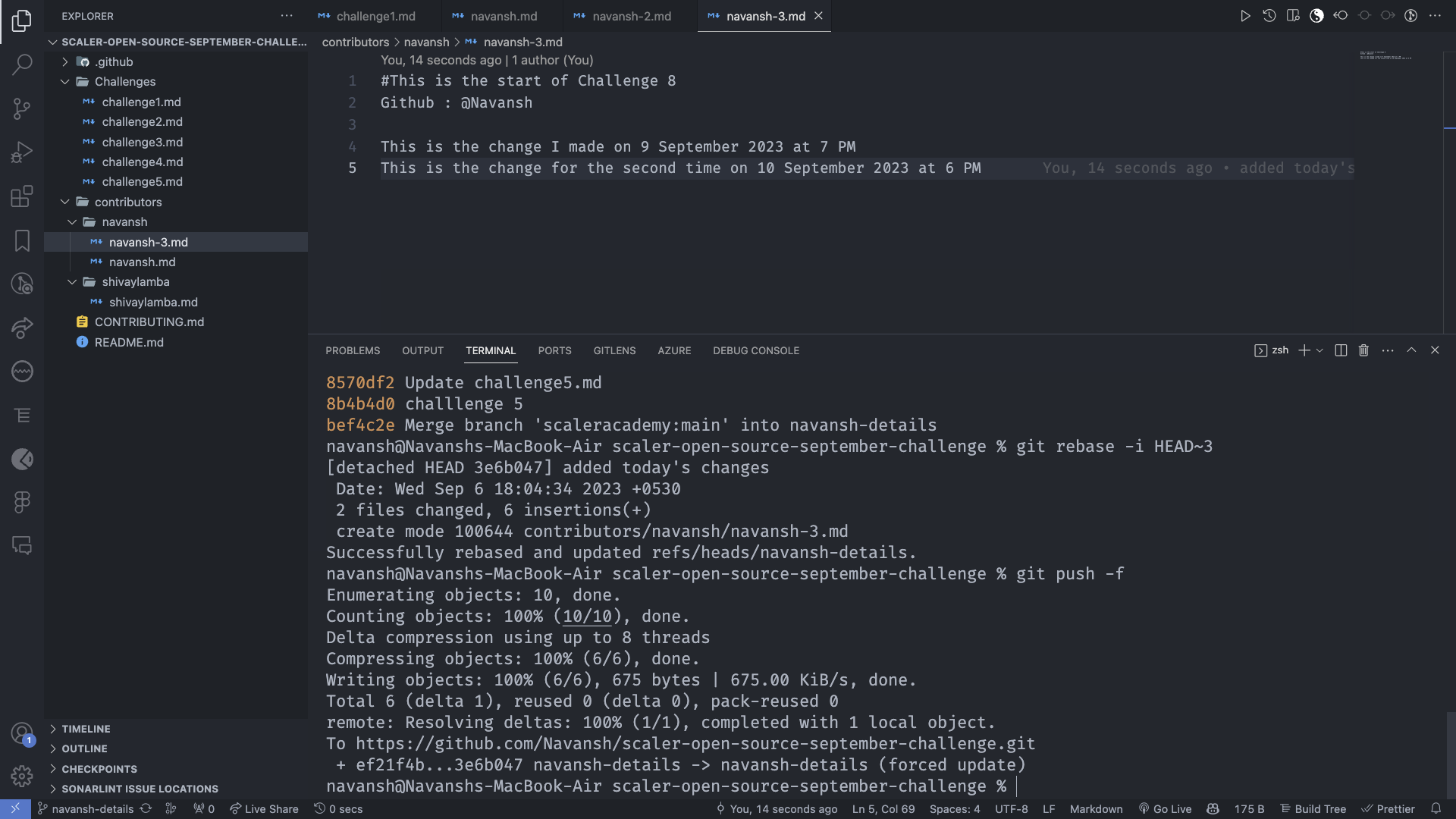 Challenge #1 : Navansh · Issue #69 · scaleracademy/scaler-open-source-september-challenge · GitHub