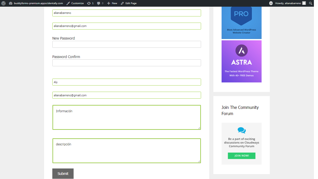 The fields that have been added to the form are not displayed in the frontend using the template ...