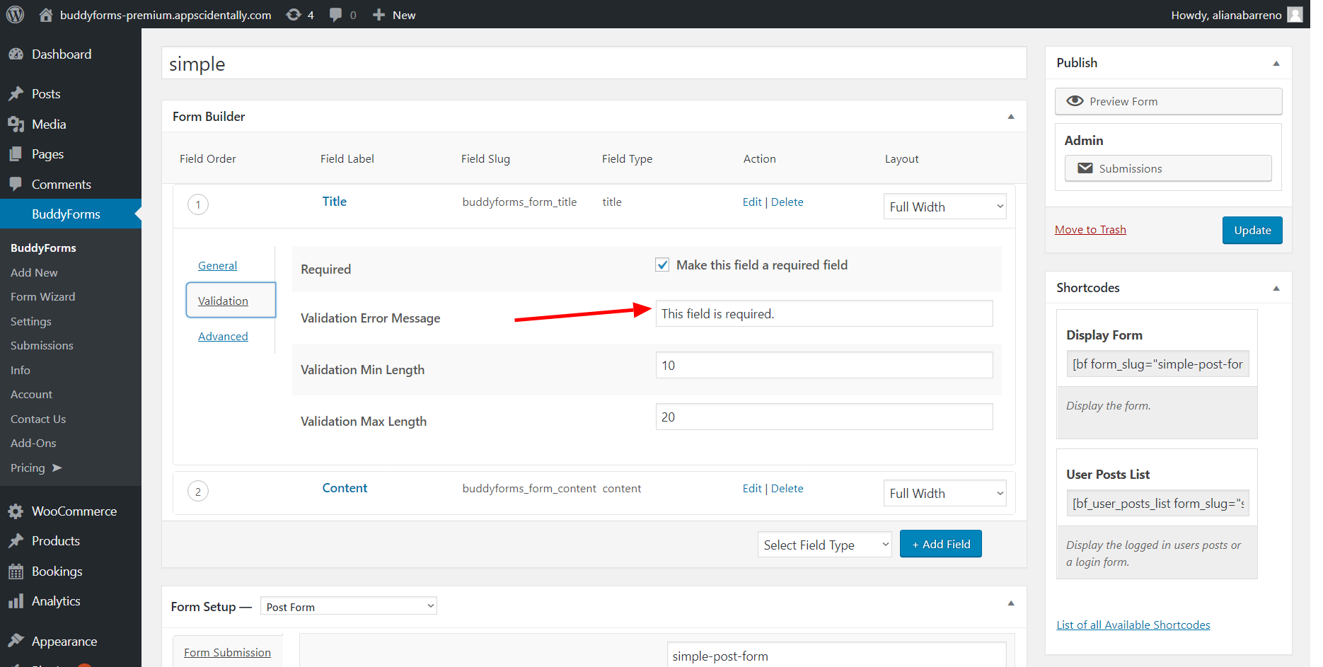 Changes are not saved in the "Post simple" template · Issue #564 · BuddyForms/BuddyForms · GitHub