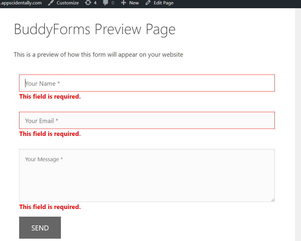 Server side validation message is not displayed · Issue #571 · BuddyForms/BuddyForms · GitHub