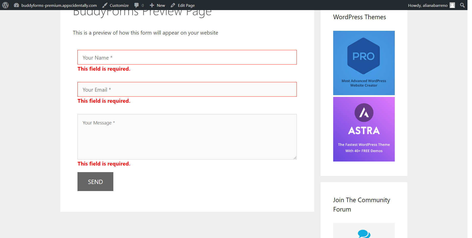 Server side validation message is not displayed · Issue #571 · BuddyForms/BuddyForms · GitHub