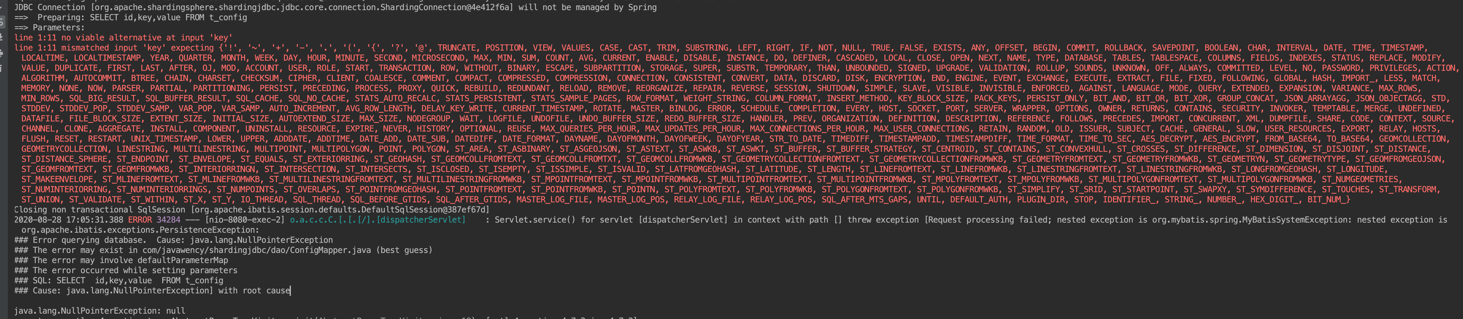 shardingsphere sharding-jdbc 数据库表存在某些字段名查询异常 · Issue #7128 · apache/shardingsphere · GitHub