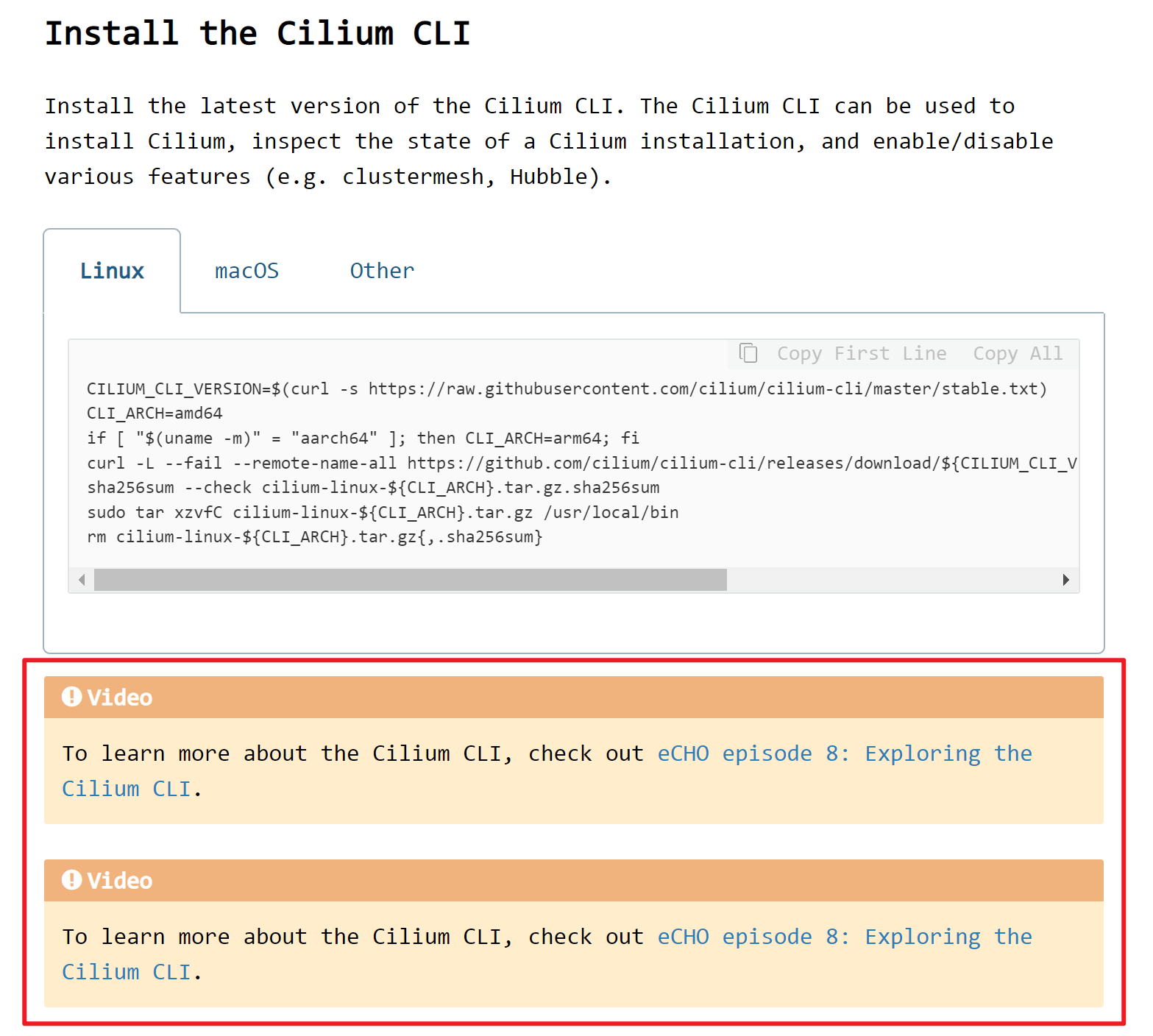doc: repeated attention segments in k8s-install-default · Issue #21702 · cilium/cilium · GitHub