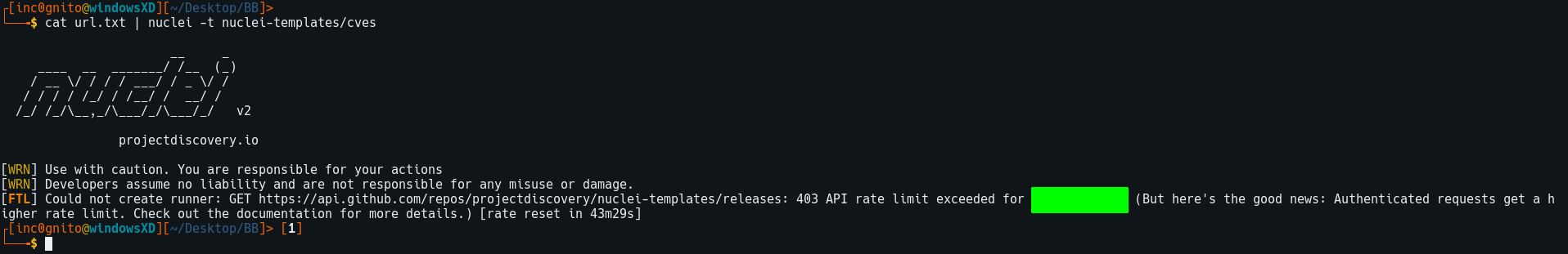 Github Rate Limit Error · Issue 126 · Projectdiscoverynuclei · Github 