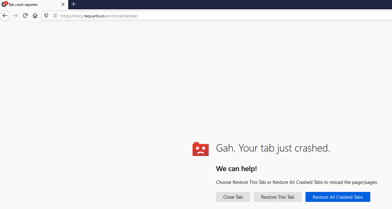 Official documentation crashes on firefox · Issue #1147 · requarks/wiki · GitHub