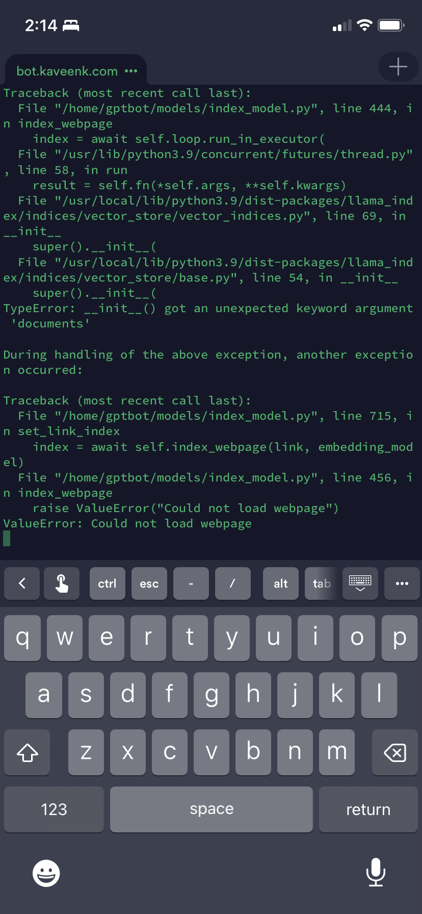 "Could not load webpage" value error for documents when loading pdf ...