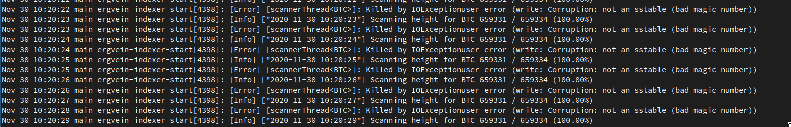 Corruption of indexer "bad magic number" · Issue #774 · hexresearch/ergvein · GitHub