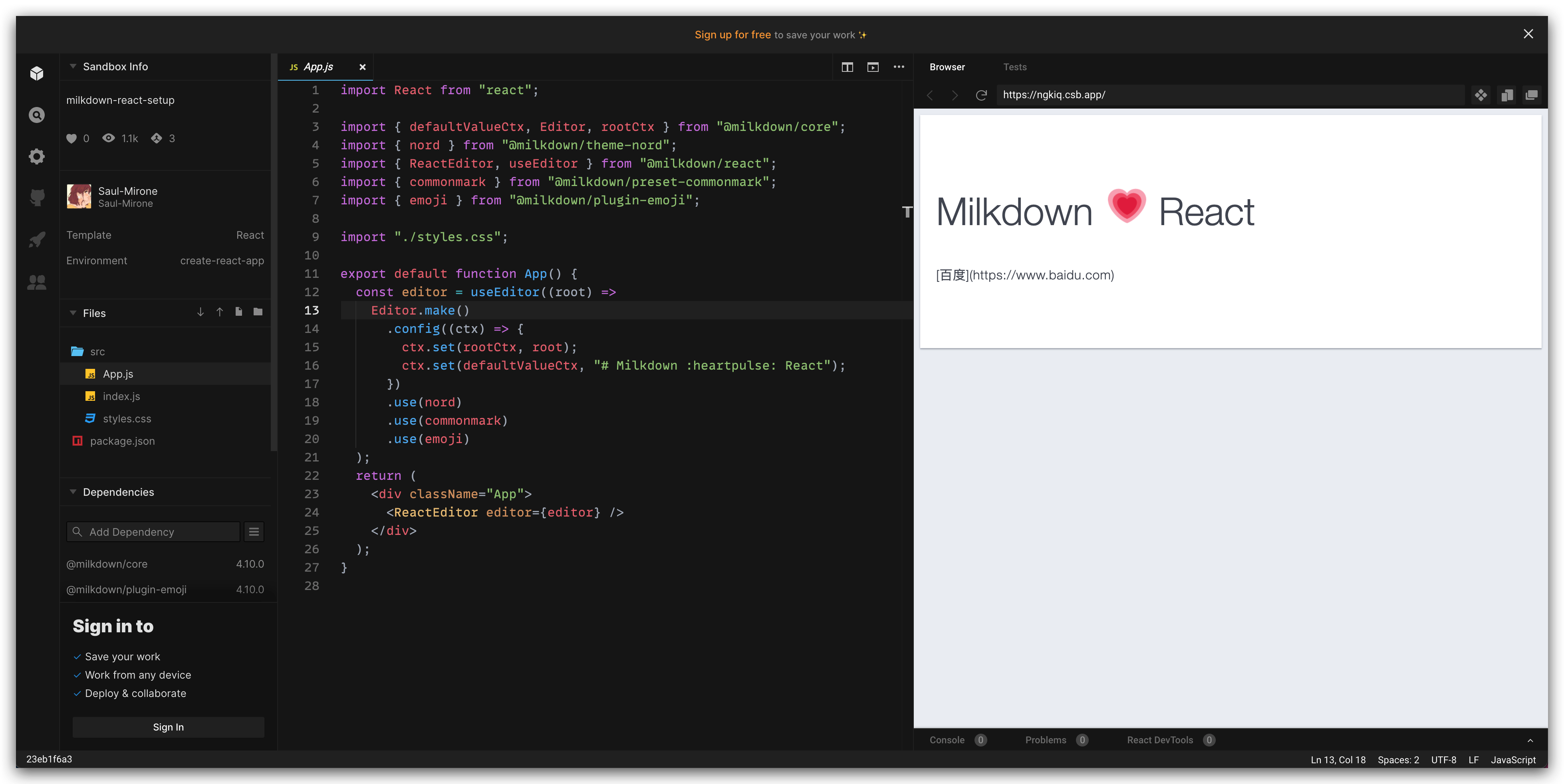 [Bug] 不支持超链接语法 · Issue #111 · Milkdown/milkdown · GitHub