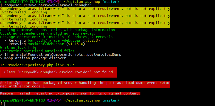 Removing debugbur corrupted whole project... · Issue #921 · barryvdh/laravel-debugbar · GitHub