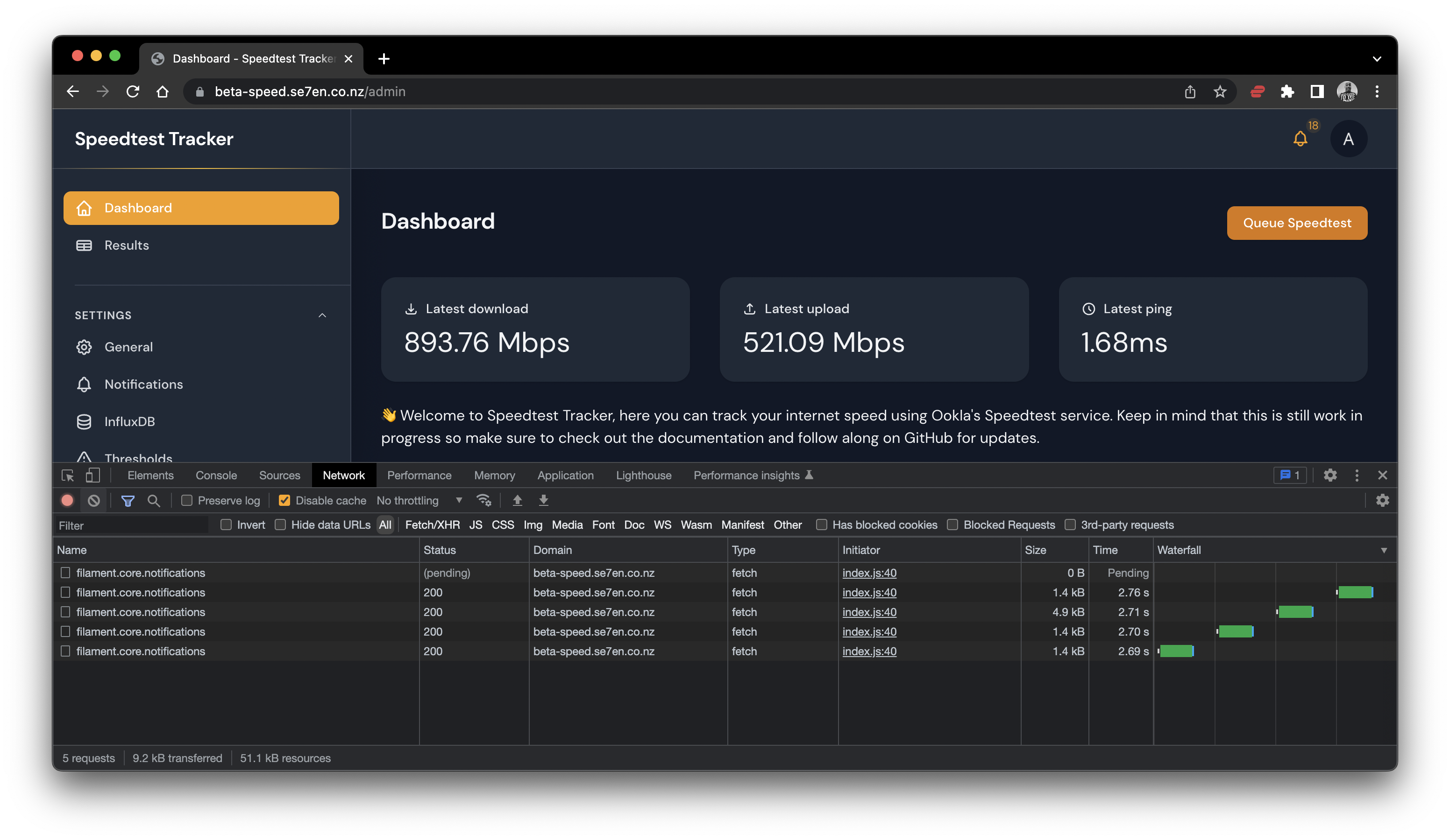 Dashboard Slow · Issue 92 · Alexjustesenspeedtest Tracker · Github