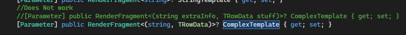 Named Tuples On RenderFragments Not Working and Razor intellisense is holding onto reference ...