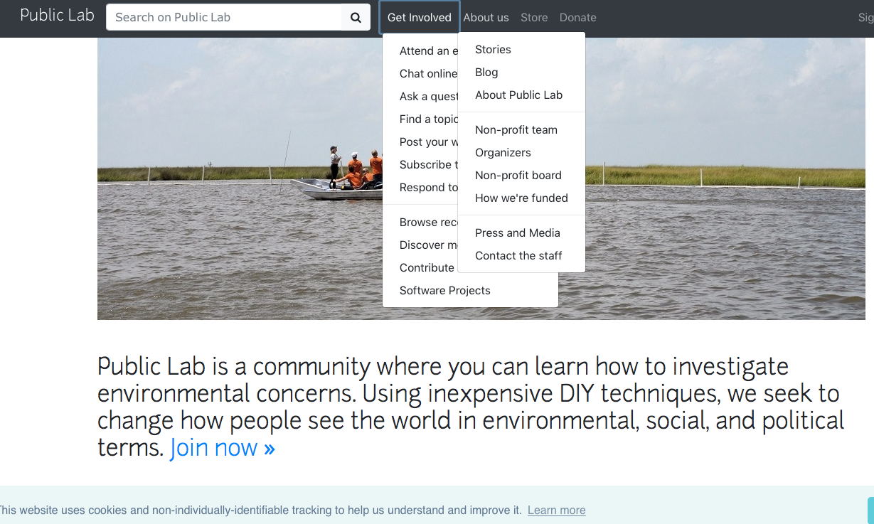 drop down overlap in navigation bar · Issue #6395 · publiclab/plots2 · GitHub