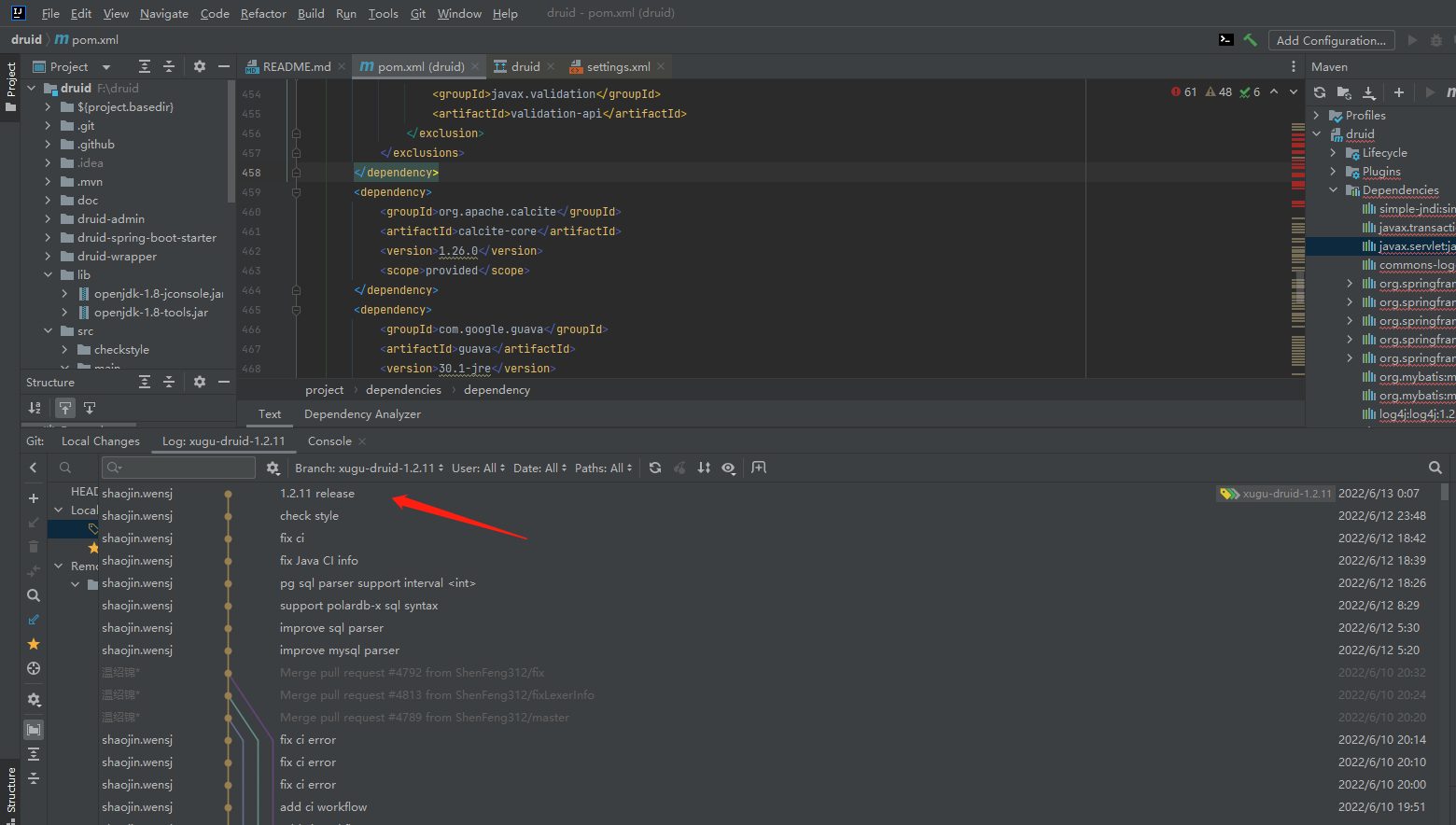 druid 1.2.11版本源码克隆下来maven刷新报找不到依赖 · Issue #4852 · alibaba/druid · GitHub
