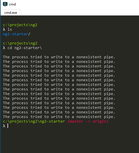 Repeated errors about non-existent pipe when in git repo folders · Issue #1748 · cmderdev/cmder ...