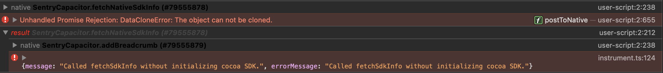 "Called fetchSdkInfo without initializing cocoa SDK." error on iOS, in React app · Issue #338 ...