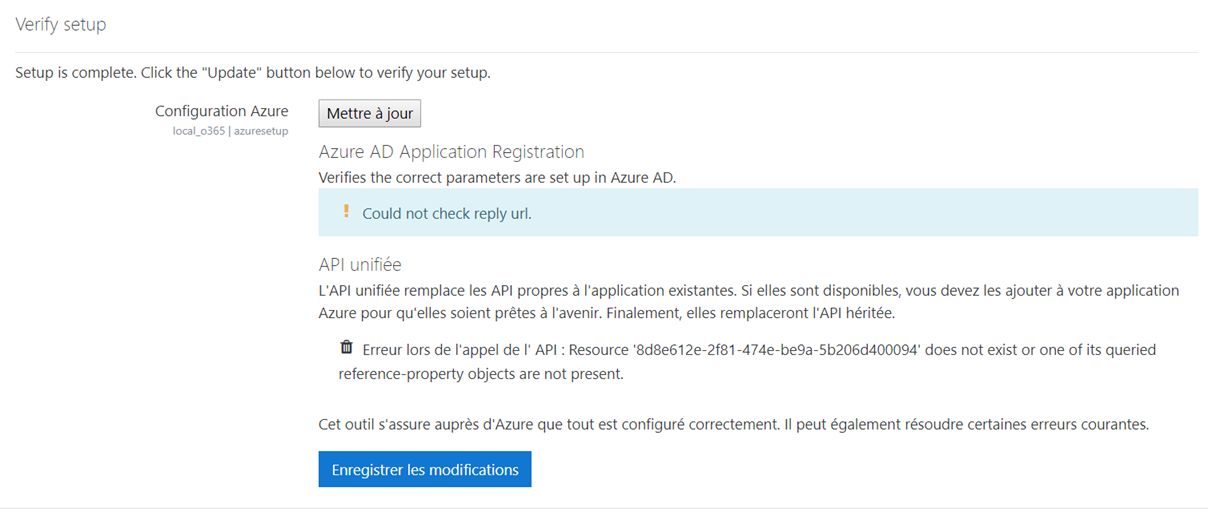 Verify Setup step in configuration now systematically reports 'Could not check reply URL ...
