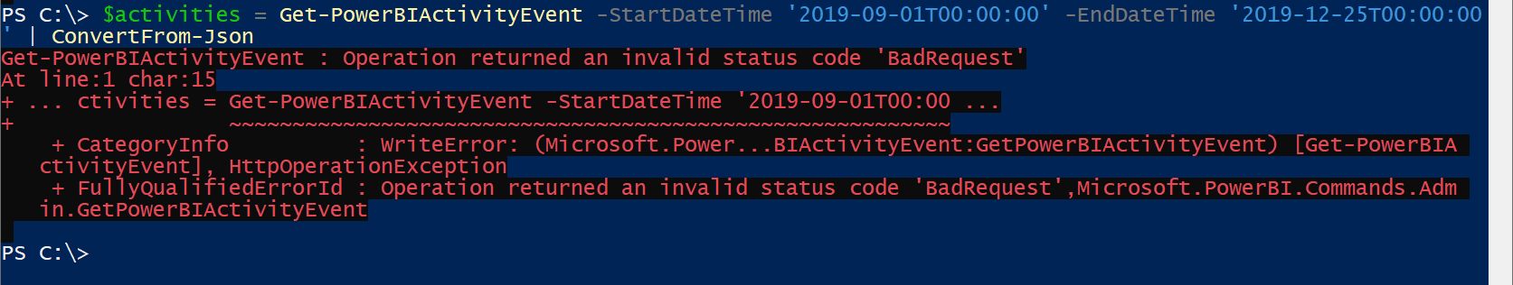 Get Powerbiactivityevents Doesnt Return Activities When Activities Exist · Issue 191