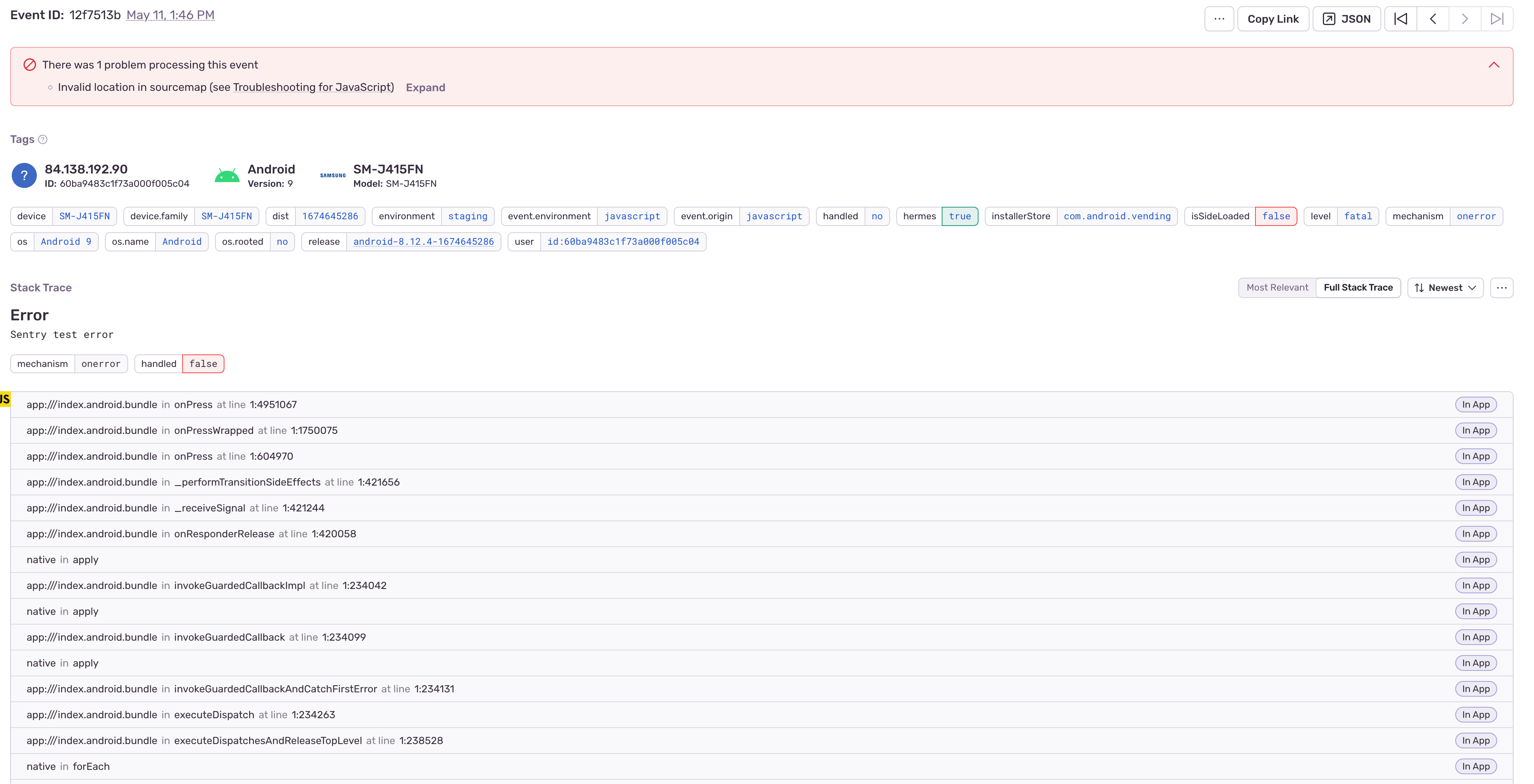 Rn 06910 Hermes Android Uploaded Sourcemap Not Being Parsed Correctly On · Issue 