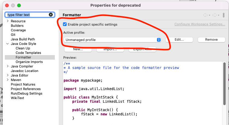 Unexpected 'Enable project specific settings' with Active Profile='Unmanaged profile' · Issue ...