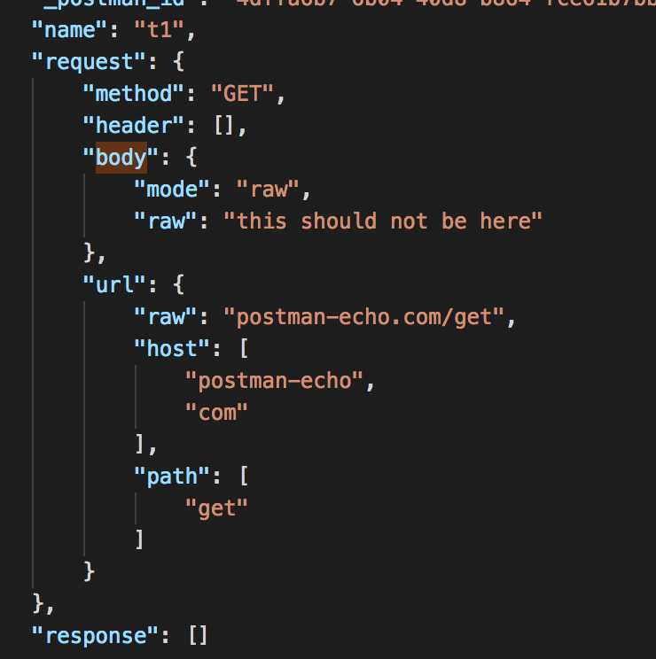 Body isn't removed from JSON when changing requests from PUT to GET ...