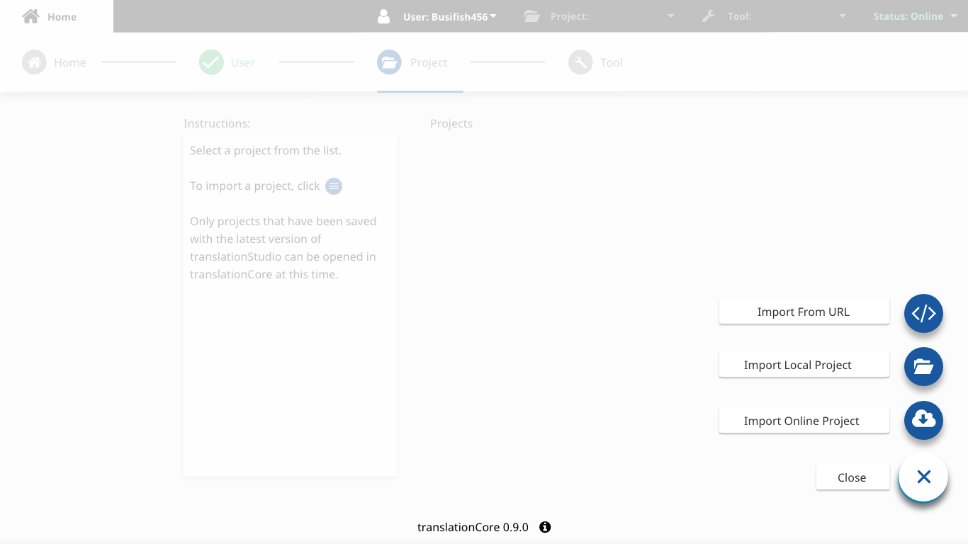 2. Project: Import Online Project · Issue #971 · unfoldingWord/translationCore · GitHub