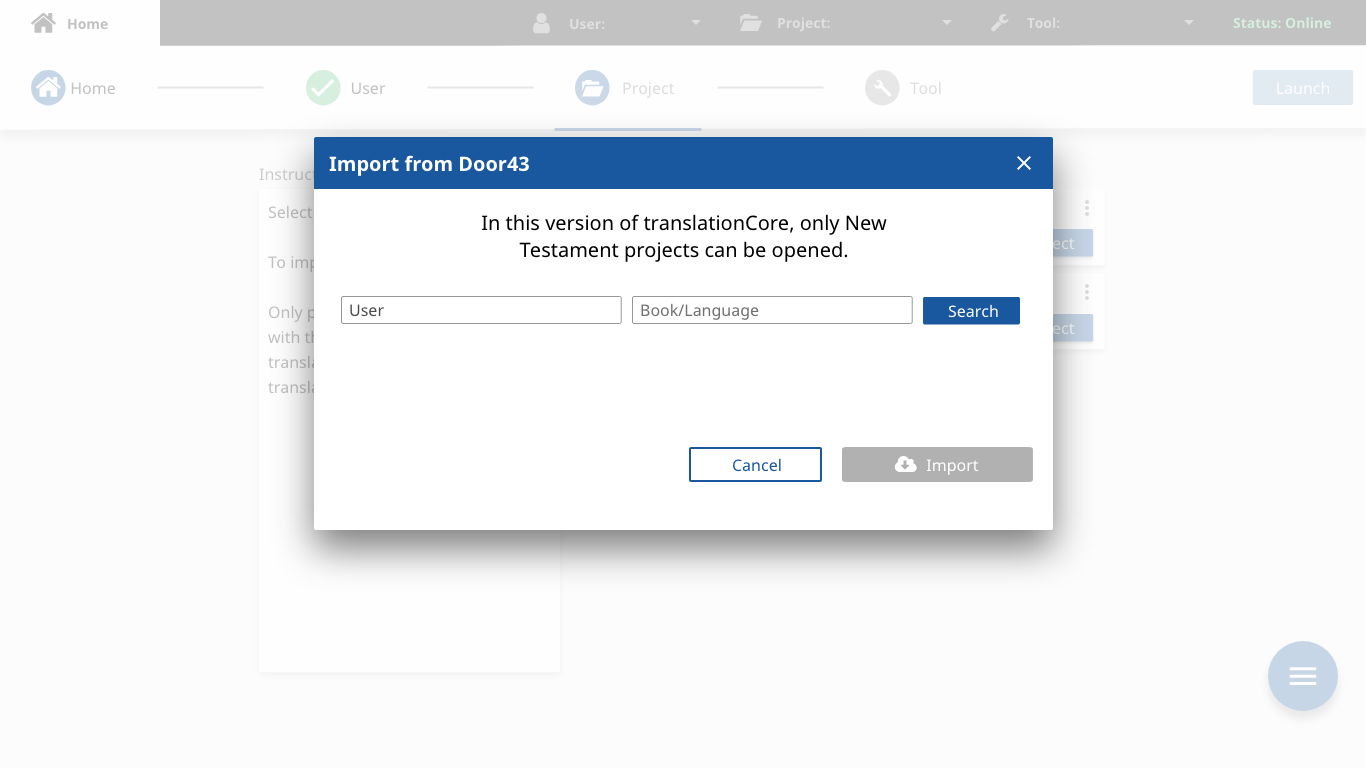 2. Project: Import Online Project · Issue #971 · unfoldingWord/translationCore · GitHub