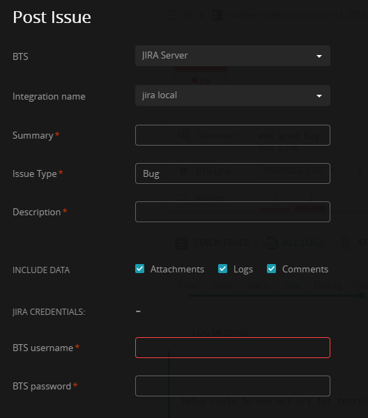 Jira Credentials Different From Global Setup Not Working When Posting An Issue From Rp
