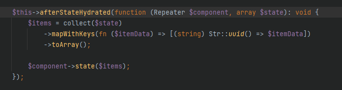 Allow repeater afterStateHydrated $state to allow null values · Issue #1012 · filamentphp ...