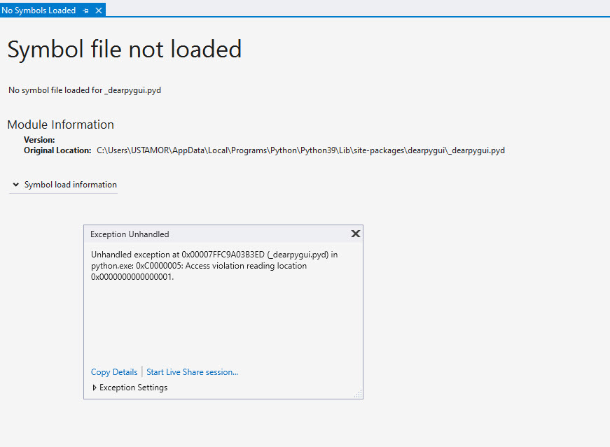 Crash (access violation) when running dearpygui 1.0.2 · Issue #1402 · hoffstadt/DearPyGui · GitHub