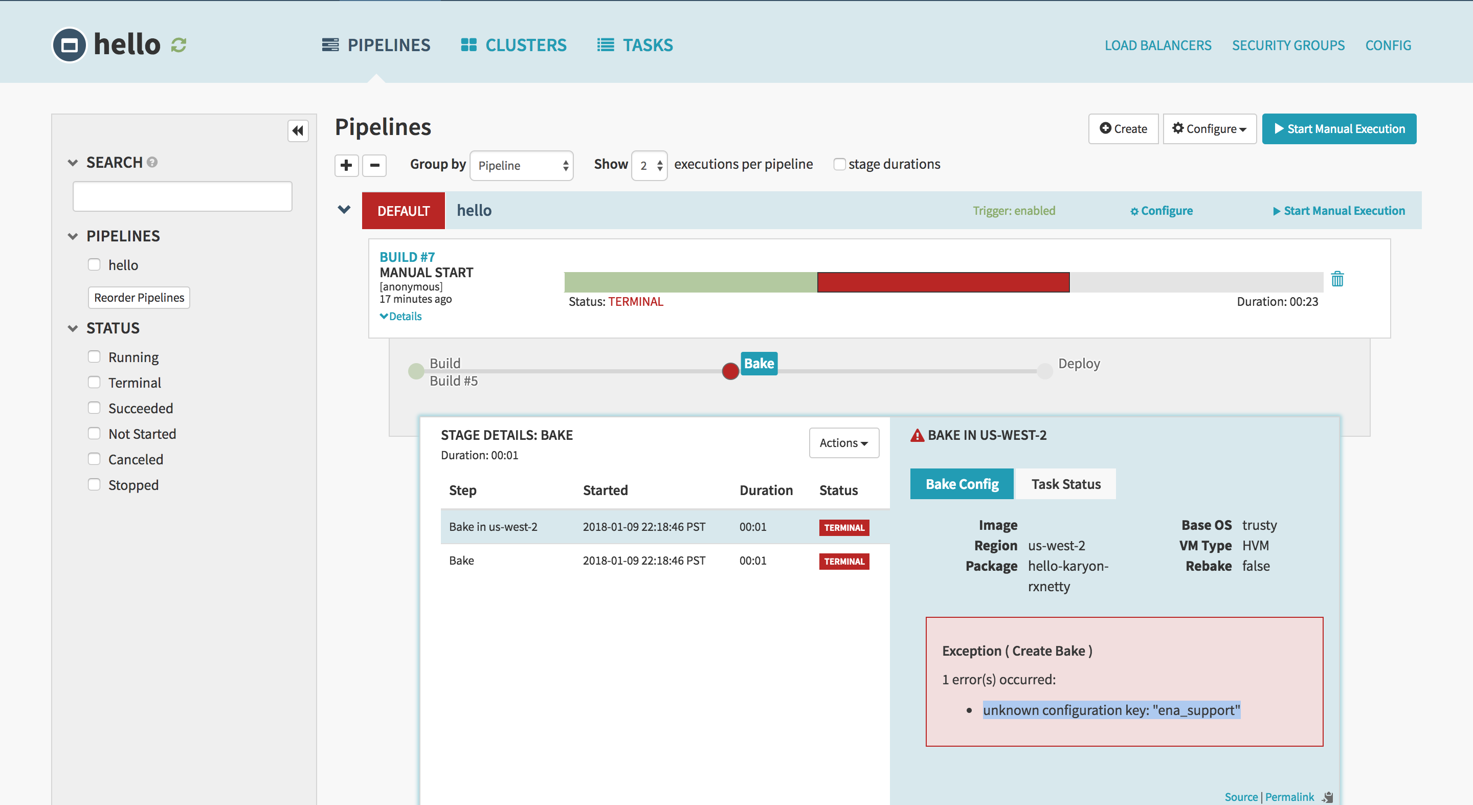 Hello Deployment tutorial - Bake Stage - unknown configuration key: "ena_support" · Issue #2237 ...