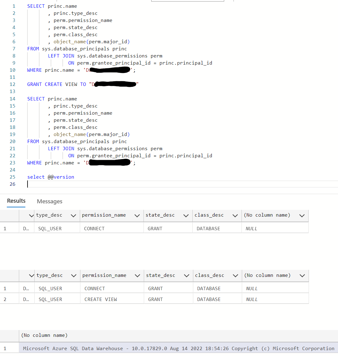 GRANT CREATE VIEW · Issue #21329 · microsoft/azuredatastudio · GitHub
