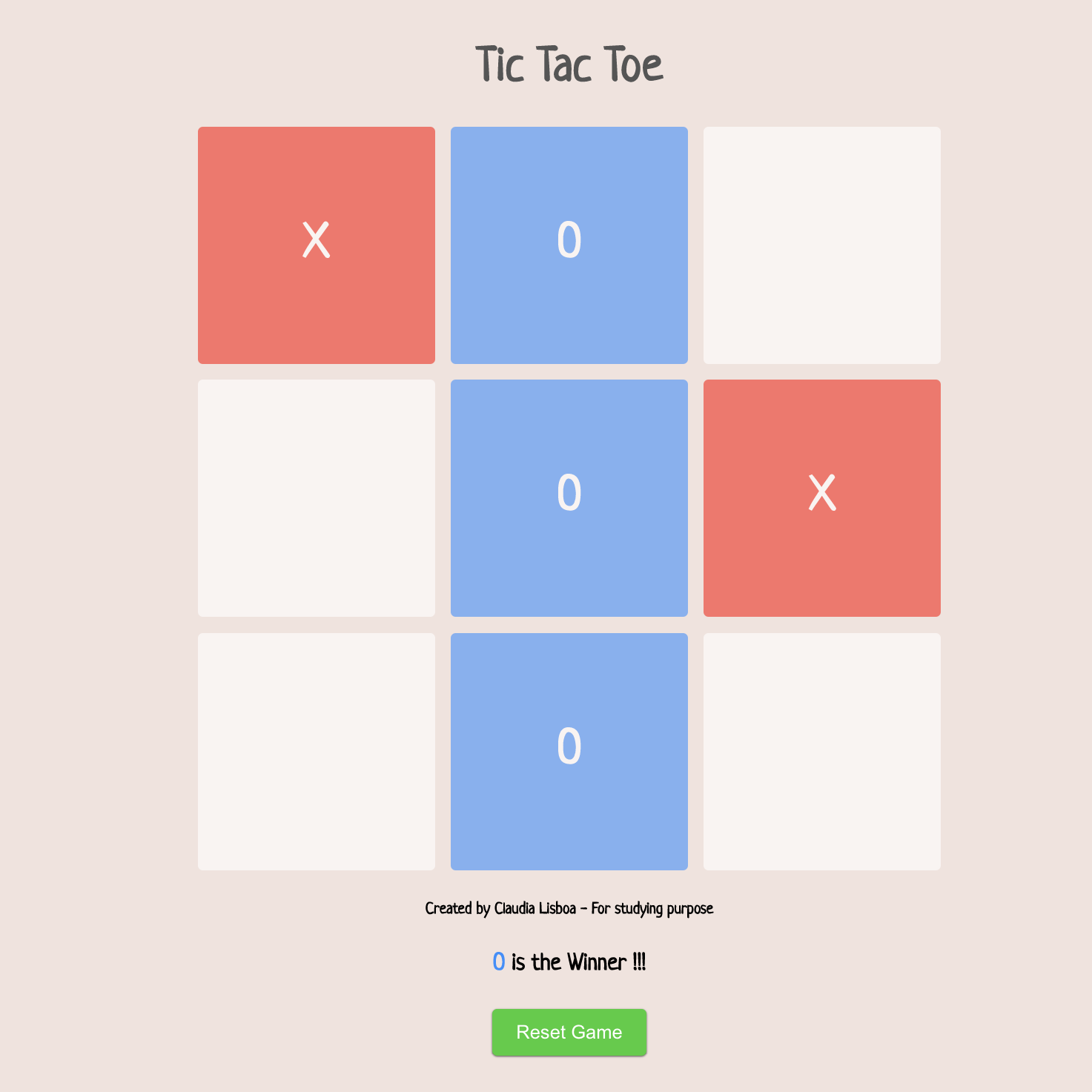GitHub - claudiaLisboa/tictactoe