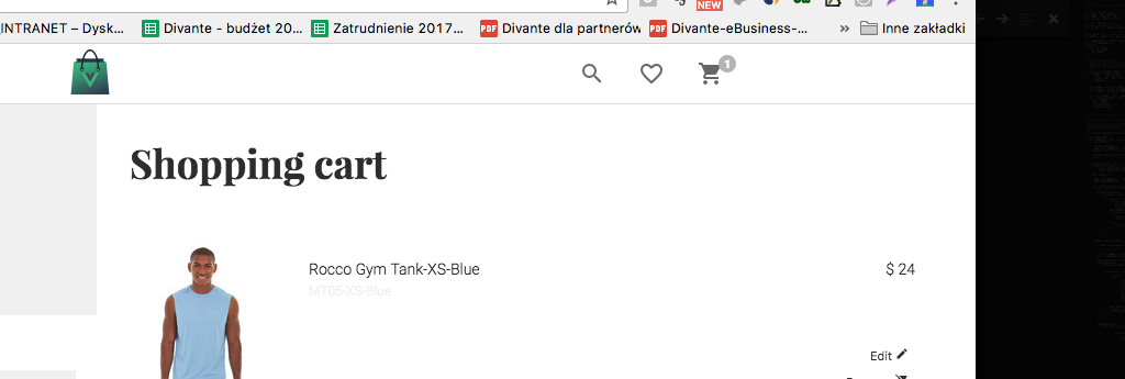 The top should be below the sidebar cart, the fixed menu overlays "x ...