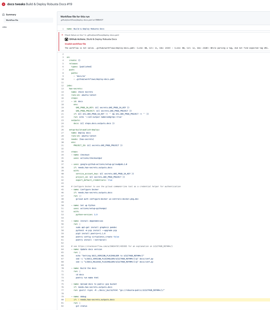 Suboptimal error line reporting for invalid workflow · Issue #1702 · actions/runner · GitHub