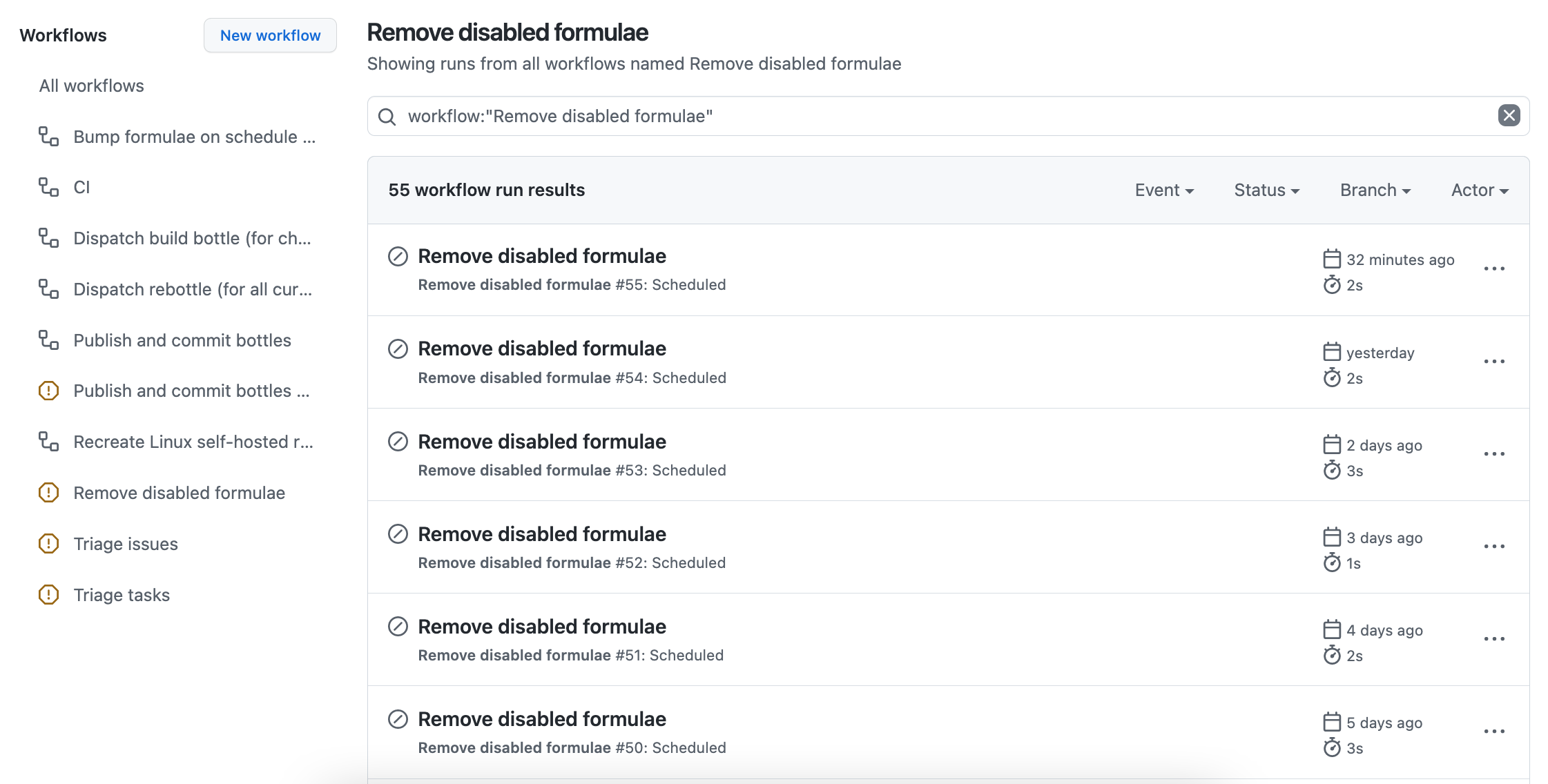 Suboptimal link for workflow in `[GitHub] The ":workflow" workflow in ...
