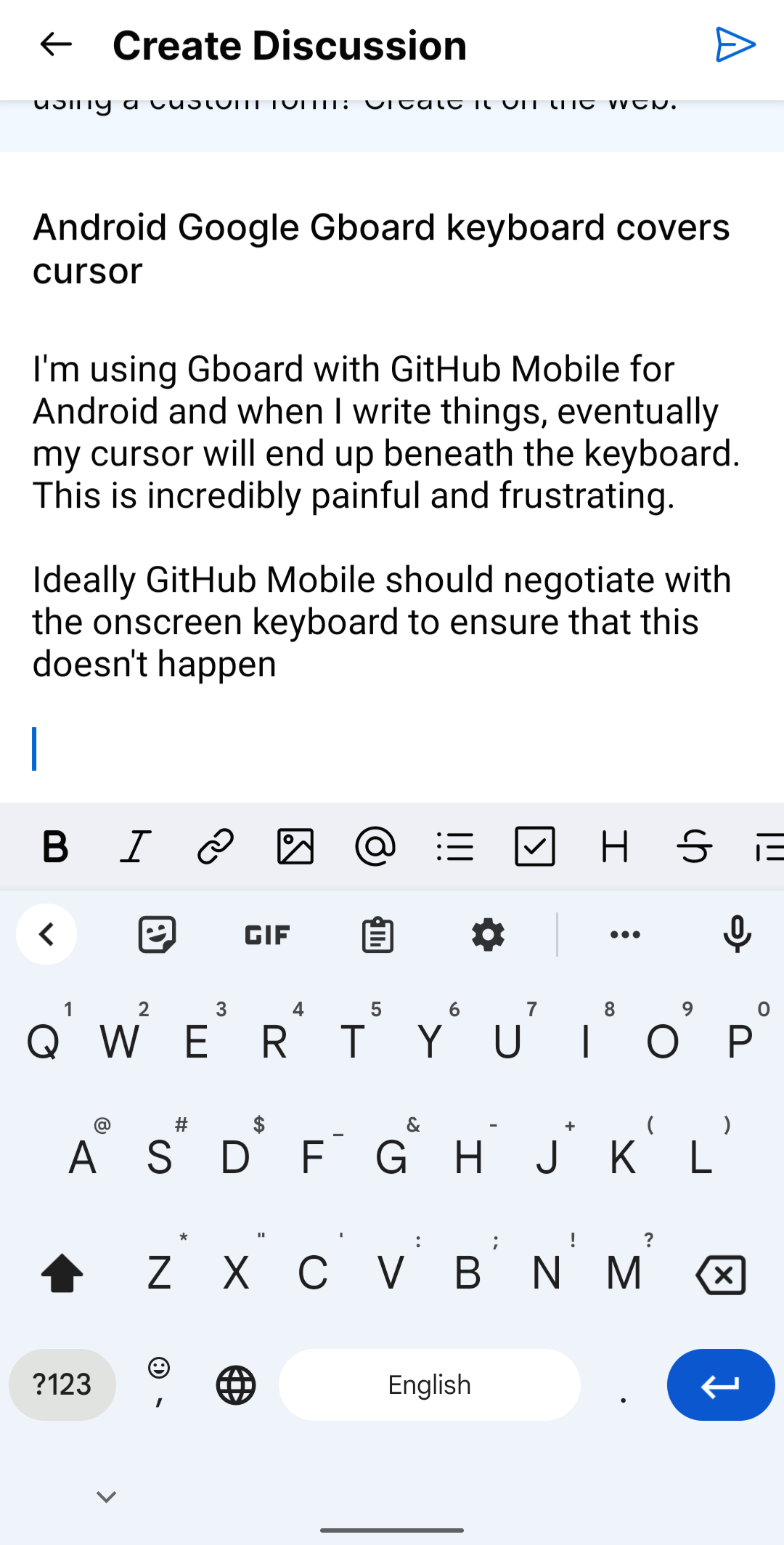 Android Google Gboard keyboard covers cursor · community · Discussion #43966 · GitHub
