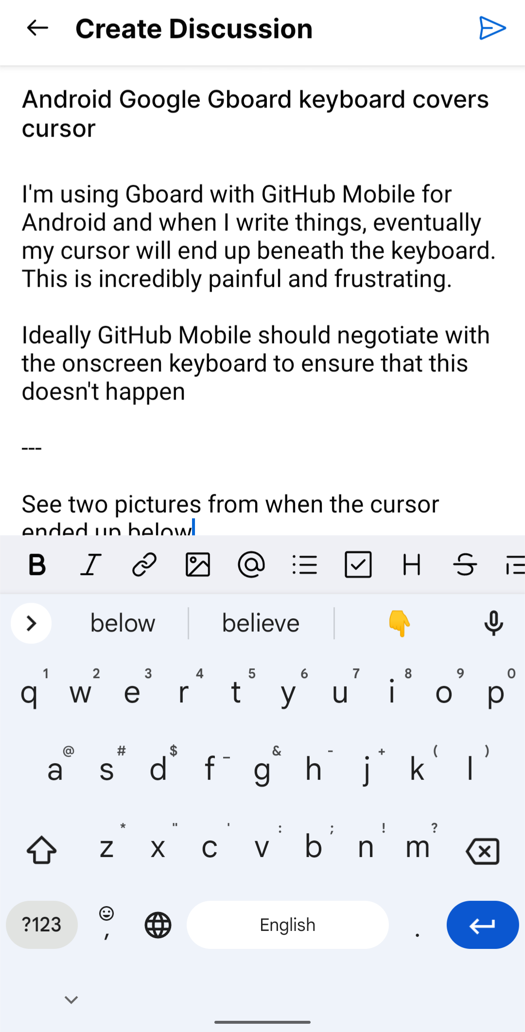 Android Google Gboard keyboard covers cursor · community · Discussion #43966 · GitHub