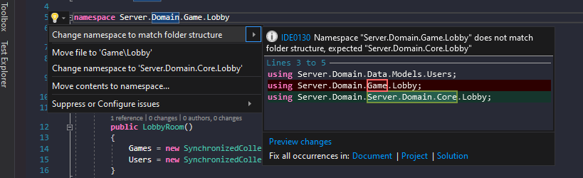 Analyser IDE0130 fixer does not update namespaces correctly. · Issue #56002 · dotnet/roslyn · GitHub