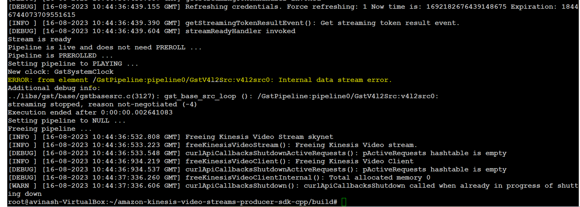 ERROR: from element /GstPipeline:pipeline0/GstV4l2Src:v4l2src0: Internal data stream error ...