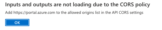 Inputs and outputs are not loading due to the CORS policy · Issue #2674 · Azure/LogicAppsUX · GitHub