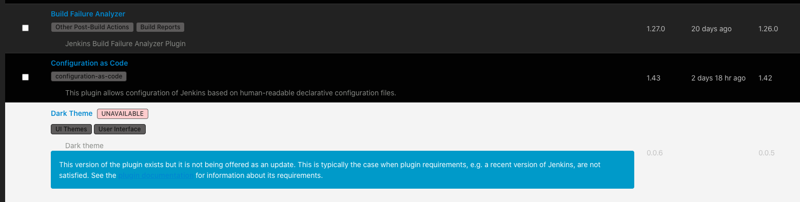 Unavailable plugin in update center looks bad · Issue #134 · jenkinsci/dark-theme-plugin · GitHub