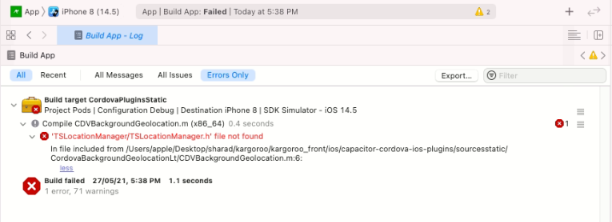 TSLocationManager/TSLocationManager.h' and Tsbackgroundfetch/tsbackgroundfetch.h' file not found ...