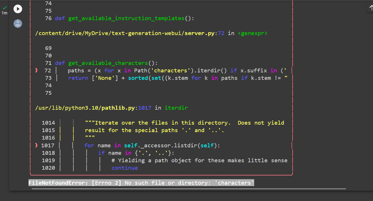 FileNotFoundError: [Errno 2] No such file or directory: 'characters' · Issue #1748 · oobabooga ...