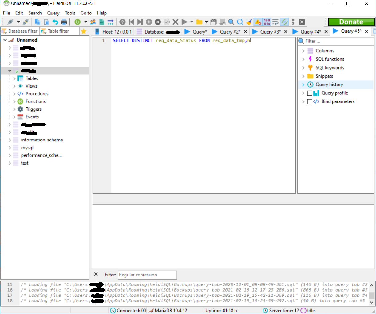 The button for launching SQL is not available when a SQL request is ...