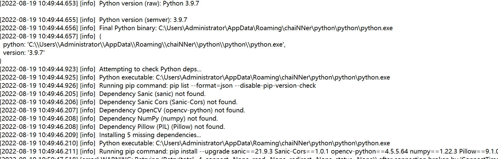 after installed the 0.11.1 exe on windows,failed to fetch · Issue #749 · chaiNNer-org/chaiNNer ...