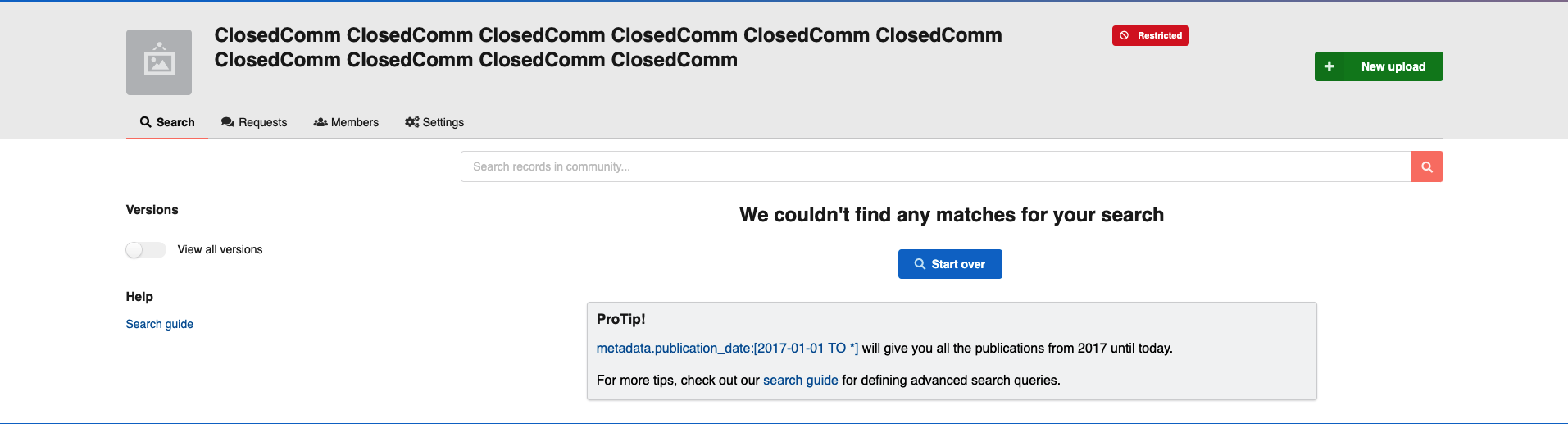 communities: add `restricted` label to the community header if the community is restricted ...