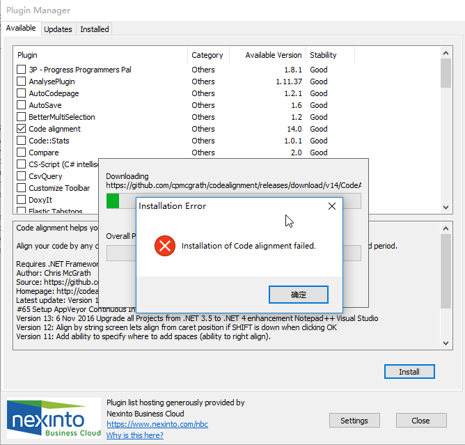 Cann't install plugins from github · Issue #114 · bruderstein/nppPluginManager · GitHub