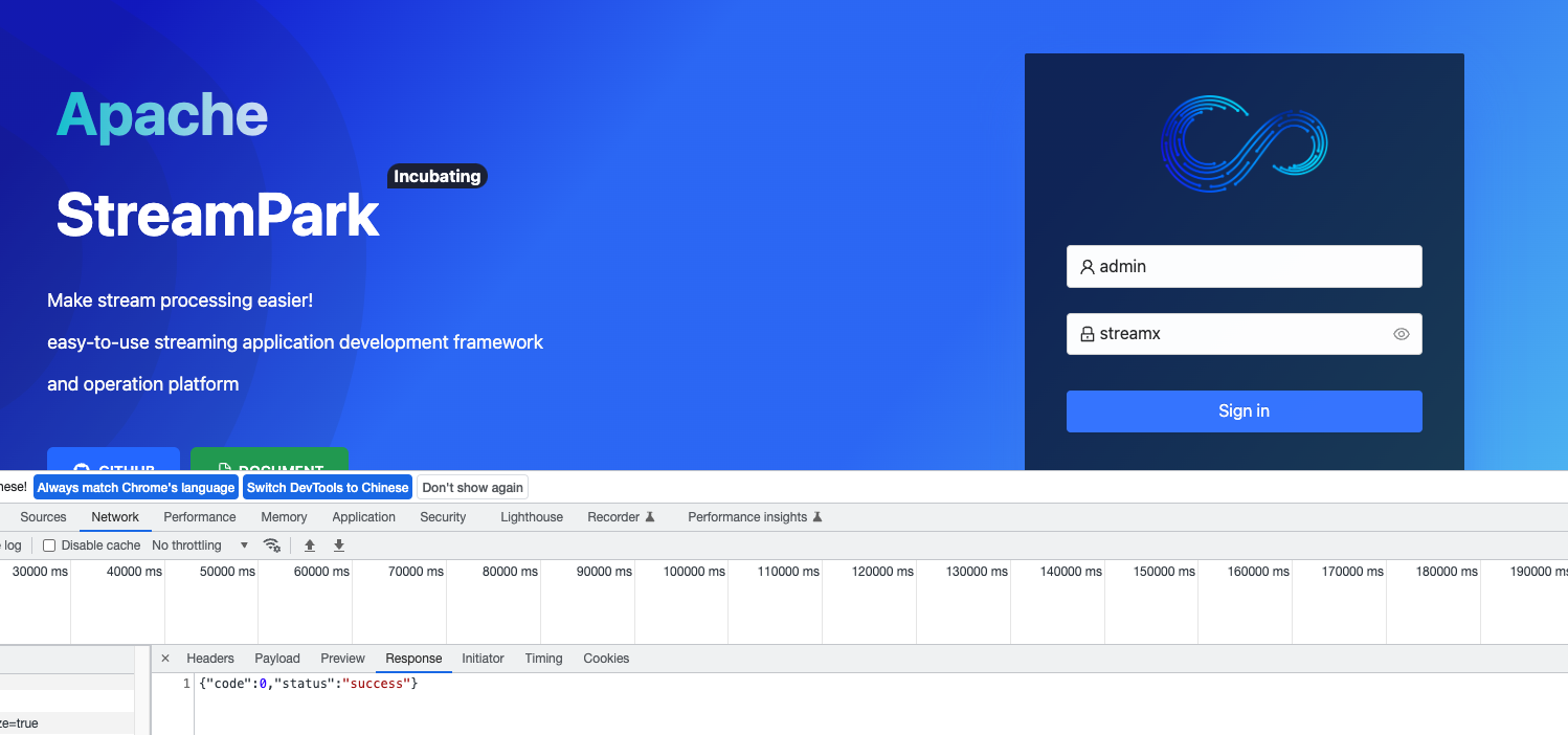 [Bug] login:SignIn failed, authentication error · Issue #2361 · apache/streampark · GitHub
